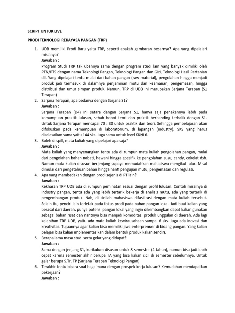 Script Untuk Live | PDF