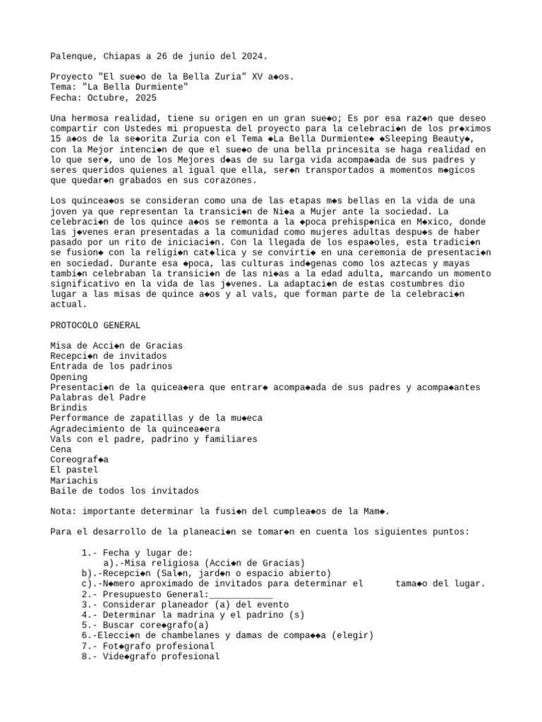 Proyecto Quinceañera: La Bella Durmiente | PDF | Estudios de idiomas ...