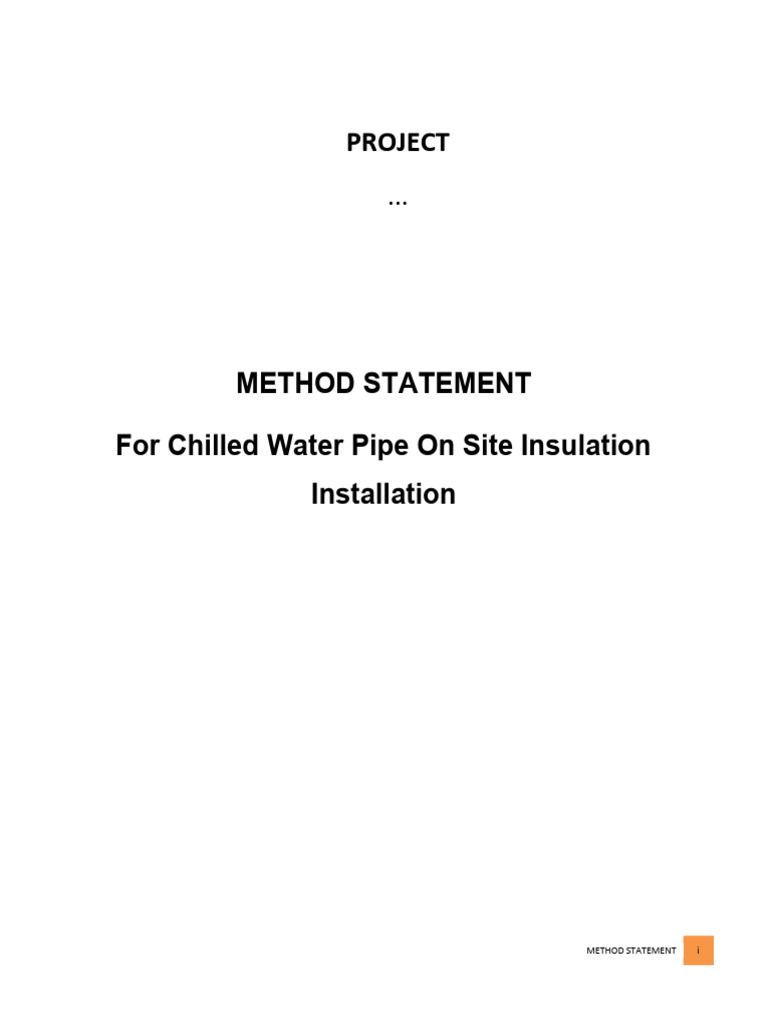 Methode Statement of Chilled Water Pipe On site Insulation Installation | PDF | Pipe (Fluid ...
