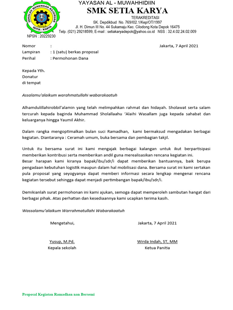 Proposal Isra Miraj Sekar 2024 | PDF