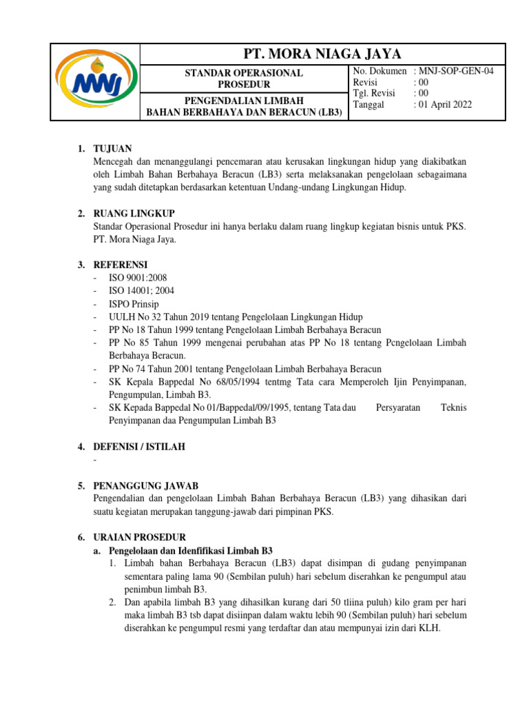Sop Pengendalian LB3 | PDF