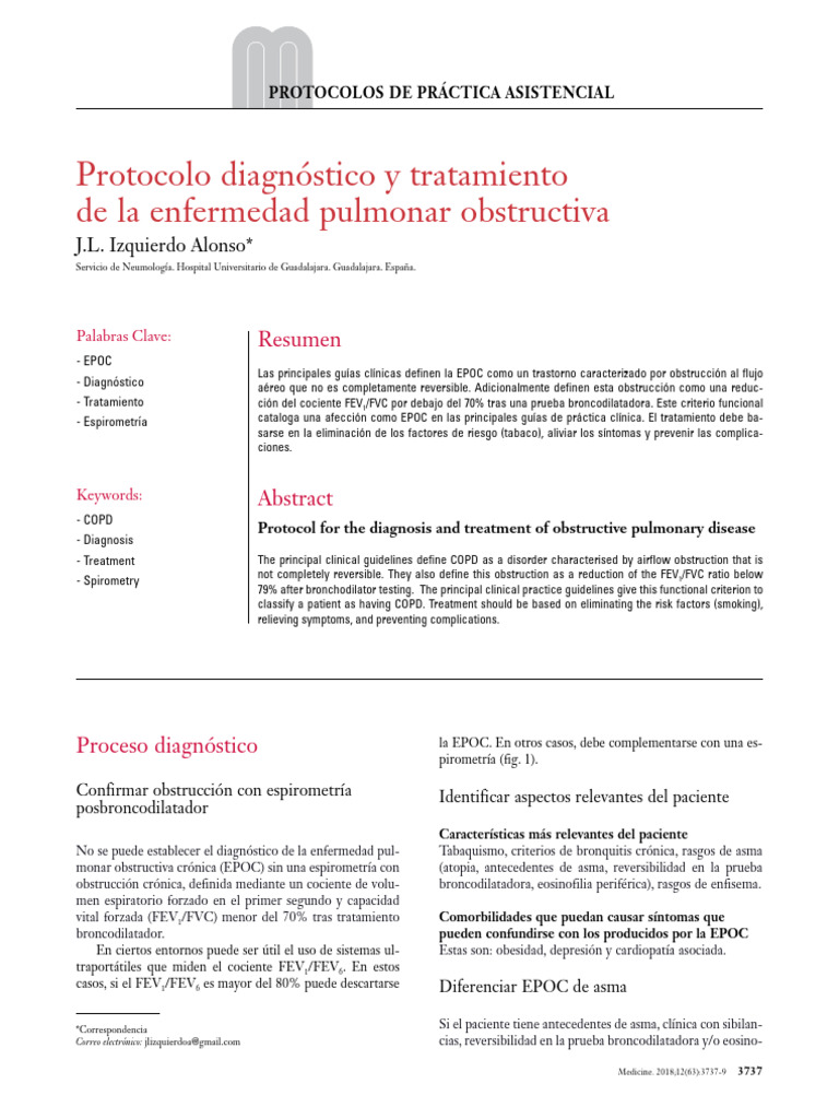 Protocolo DX y TX EPOC 2018 | PDF | Enfermedad pulmonar obstructiva crónica | Asma