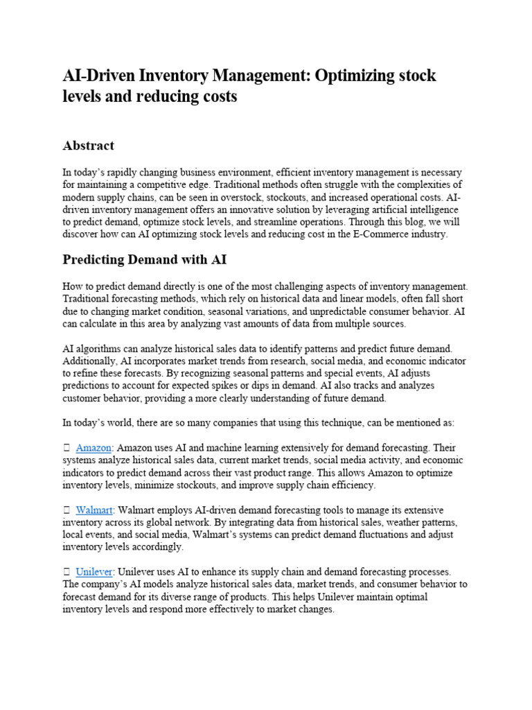 AI-Driven Inventory Management | PDF | Artificial Intelligence ...