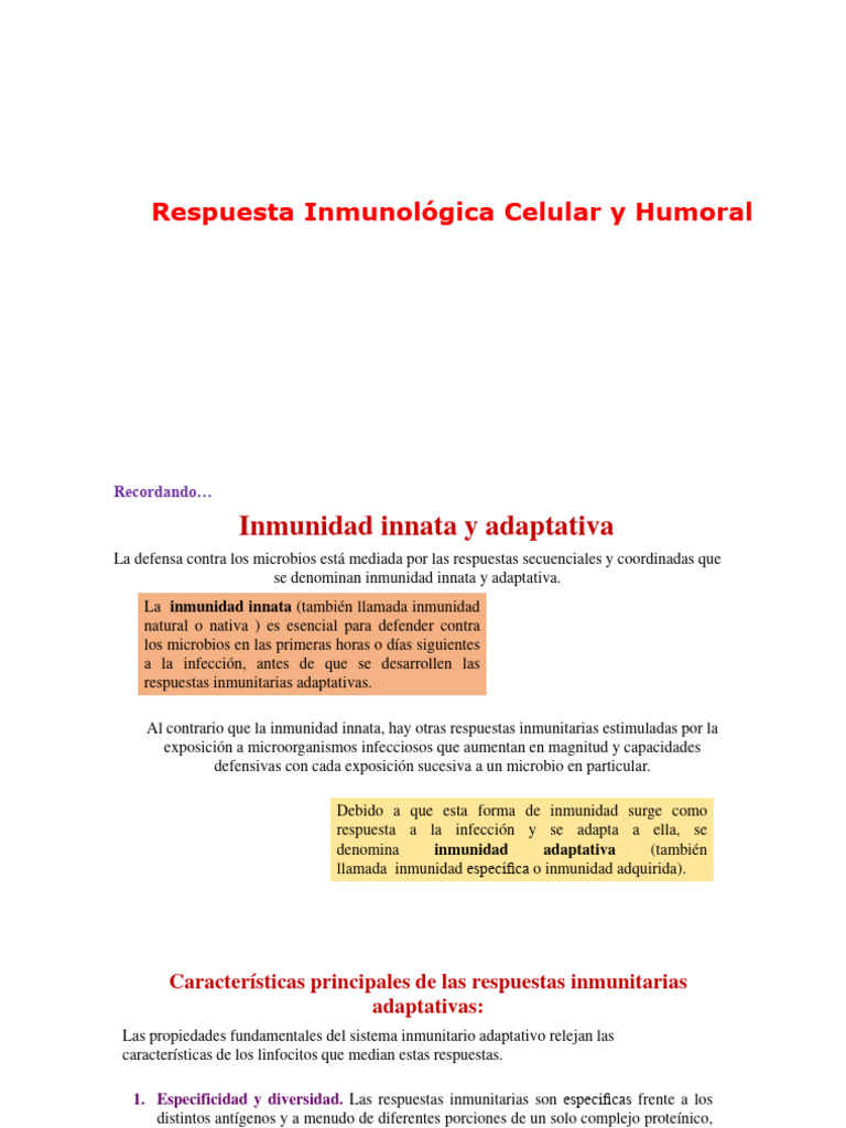 2.2-B Respuesta Inmunológica Adaptativa Celular y Humoral | PDF | Sistema inmune | Célula T