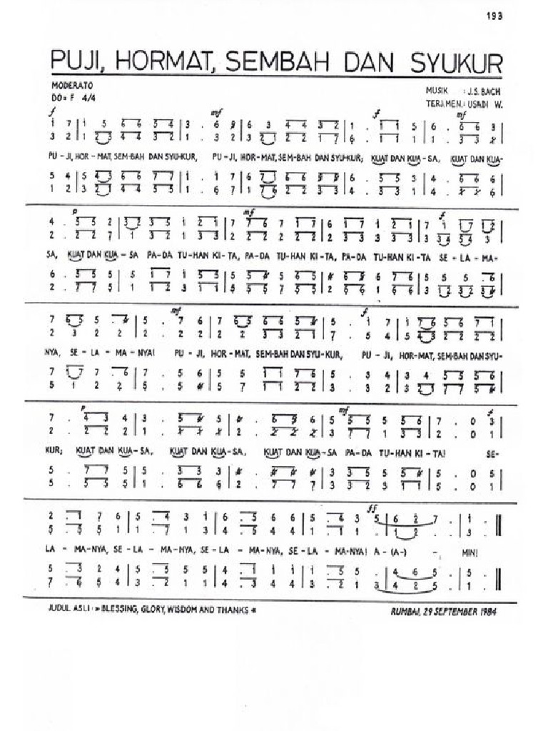 Puji Hormat Sembah Dan Syukur | PDF