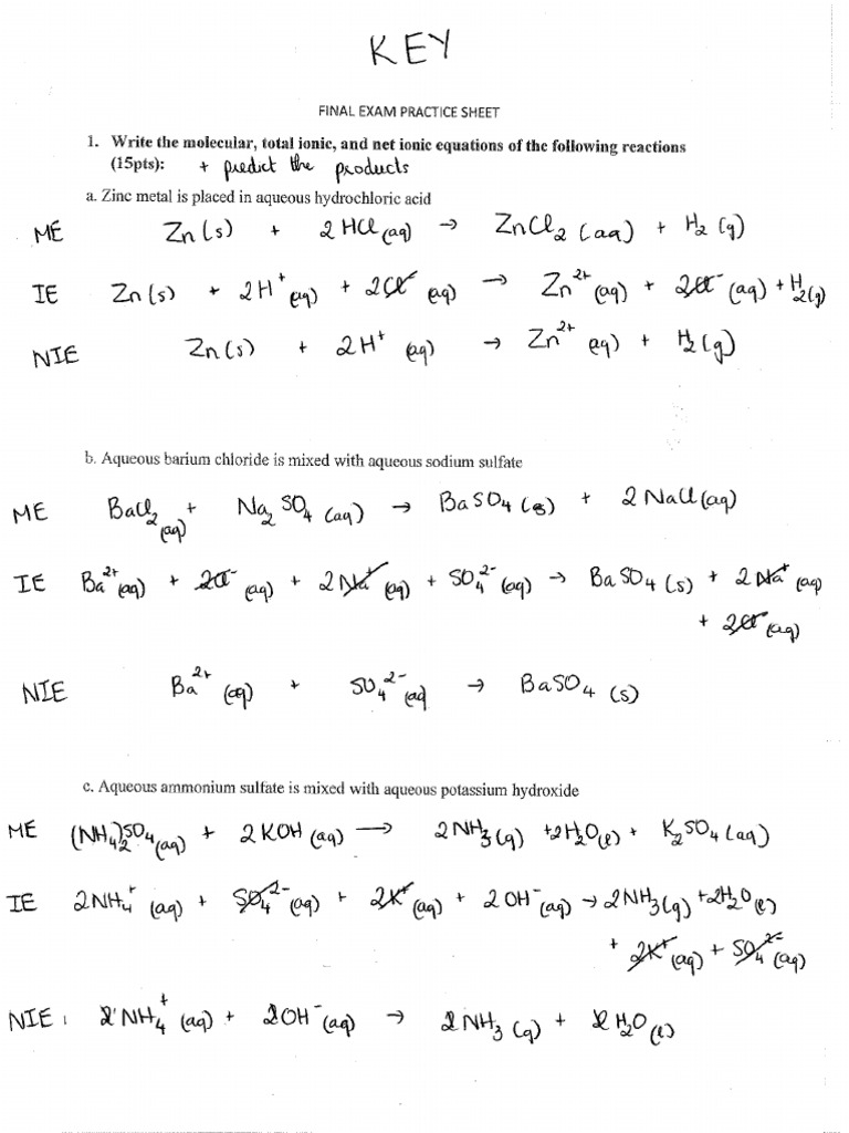 Intro To Chemistry Final Exam Answer Key | PDF