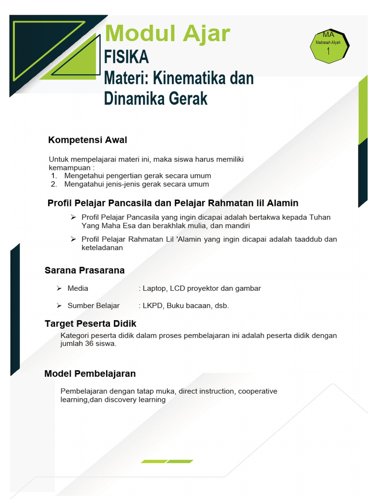 Modul 2 Fase F (Kinematika Dan Dinamika Gerak) | PDF | Karier ...