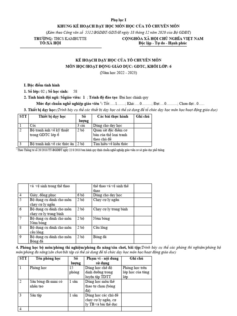 Phu Luc 1 GDTC The Duc 6 | PDF