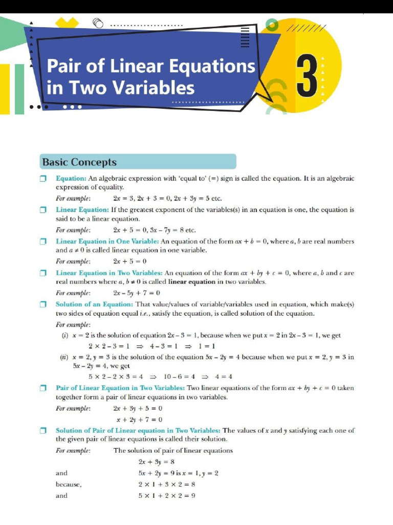 Simultaneous Linear Equation - Imp Questions | PDF