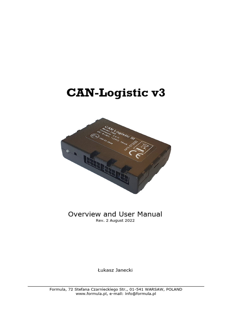 CAN-Logistic v3 User Manual | PDF | Electrical Connector | Fuel Efficiency