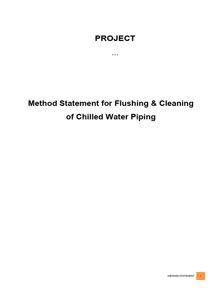 Methode Statement of Flushing & Cleaning of Chilled Water Piping | PDF | Pump | Water