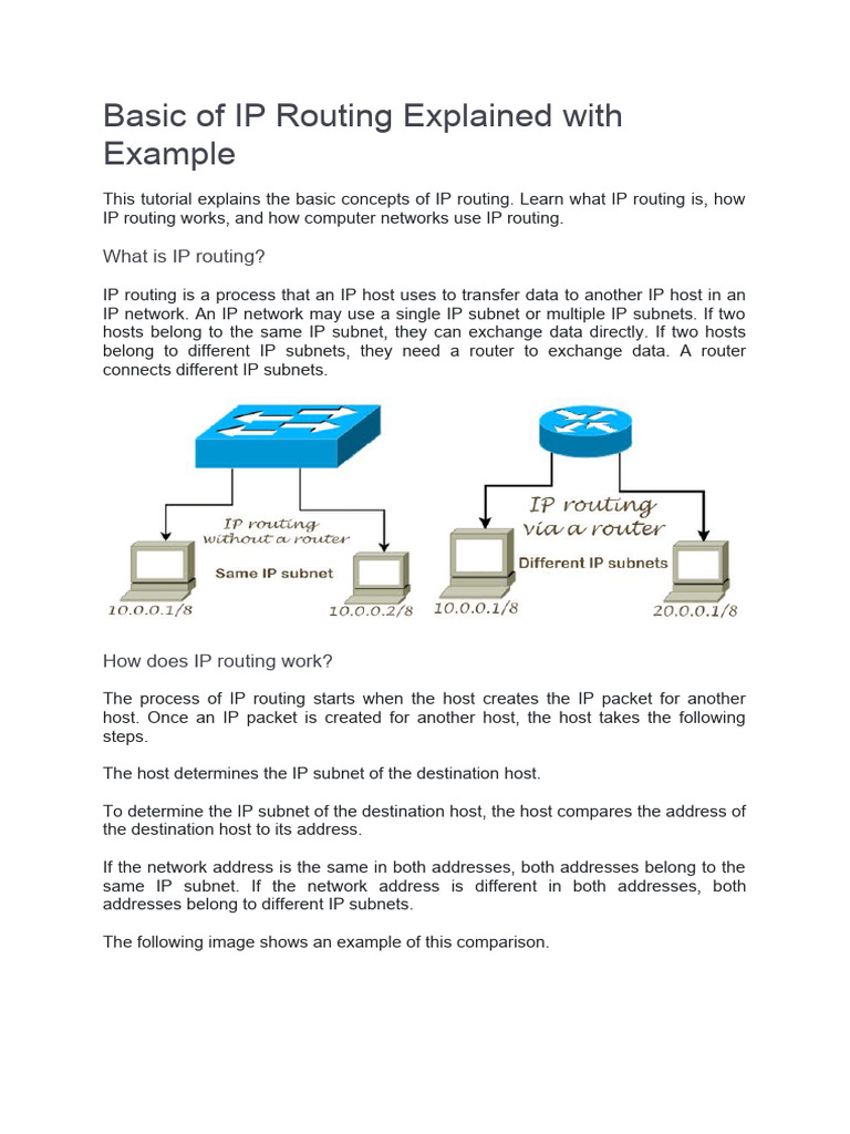 Basic of IP Routing Explained With Example | PDF | Routing | Router (Computing)