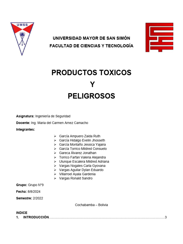 Informe Seguridad Productos Toxicos | PDF | Toxicidad | Residuos