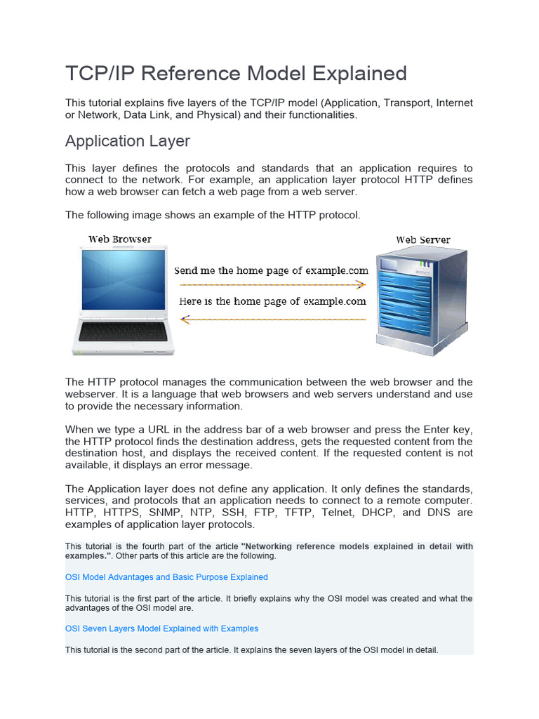 TCP - IP Reference Model Explained | PDF | Osi Model | Internet ... TCP - IP Reference Model Explained | PDF | Osi Model | Internet ...