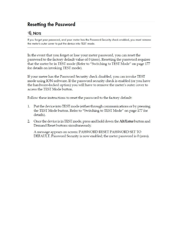 Reset Password ION8600 | PDF