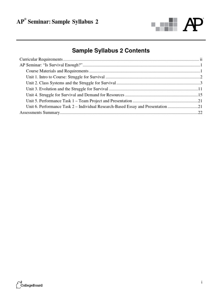Ap Seminar Sample Syllabus 2 | PDF | Argument | Educational Assessment
