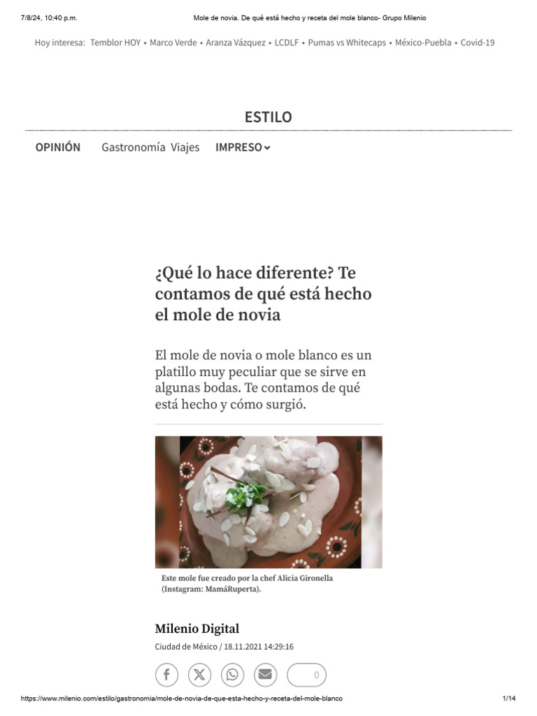Mole de Novia. de Qué Está Hecho y Receta Del Mole Blanco - Grupo ...