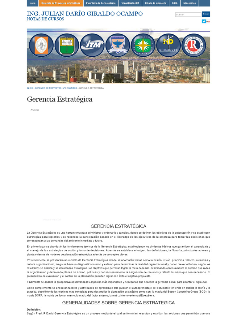 Fundamentos de Gerencia Estratégica | PDF | Planificación | Análisis FODA