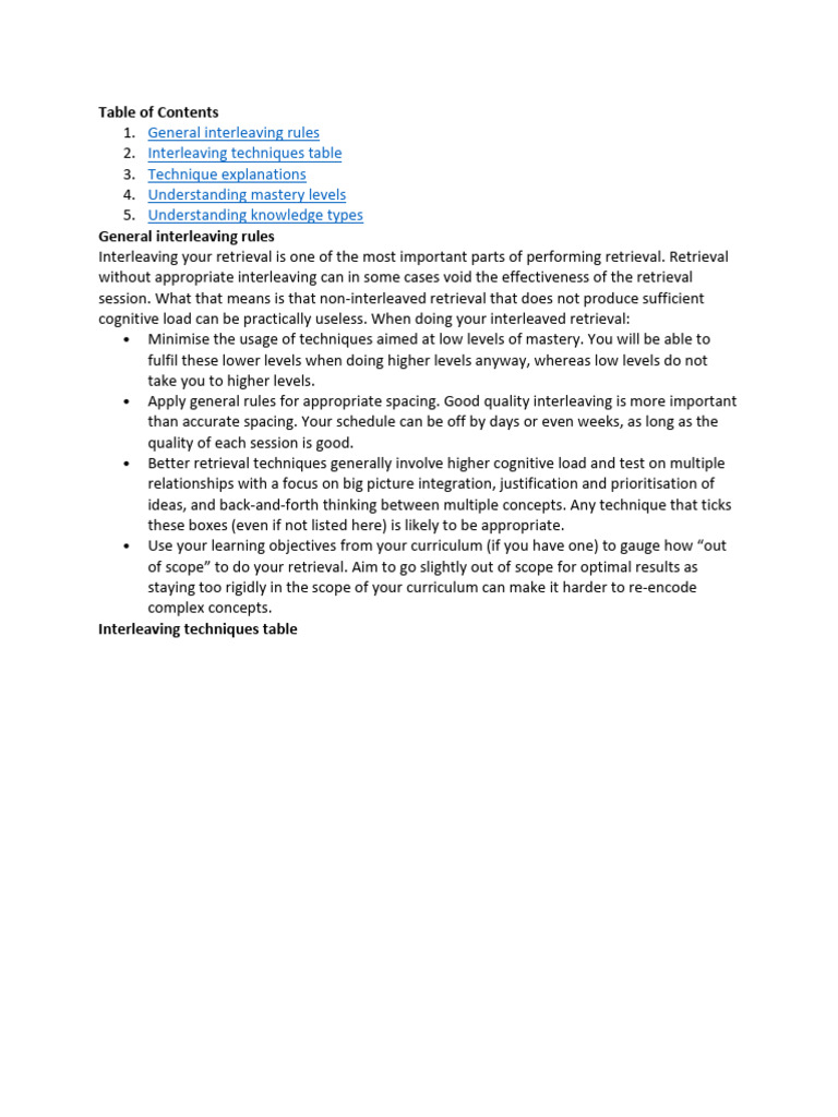Interleaving Tips | PDF | Knowledge | Procedural Knowledge
