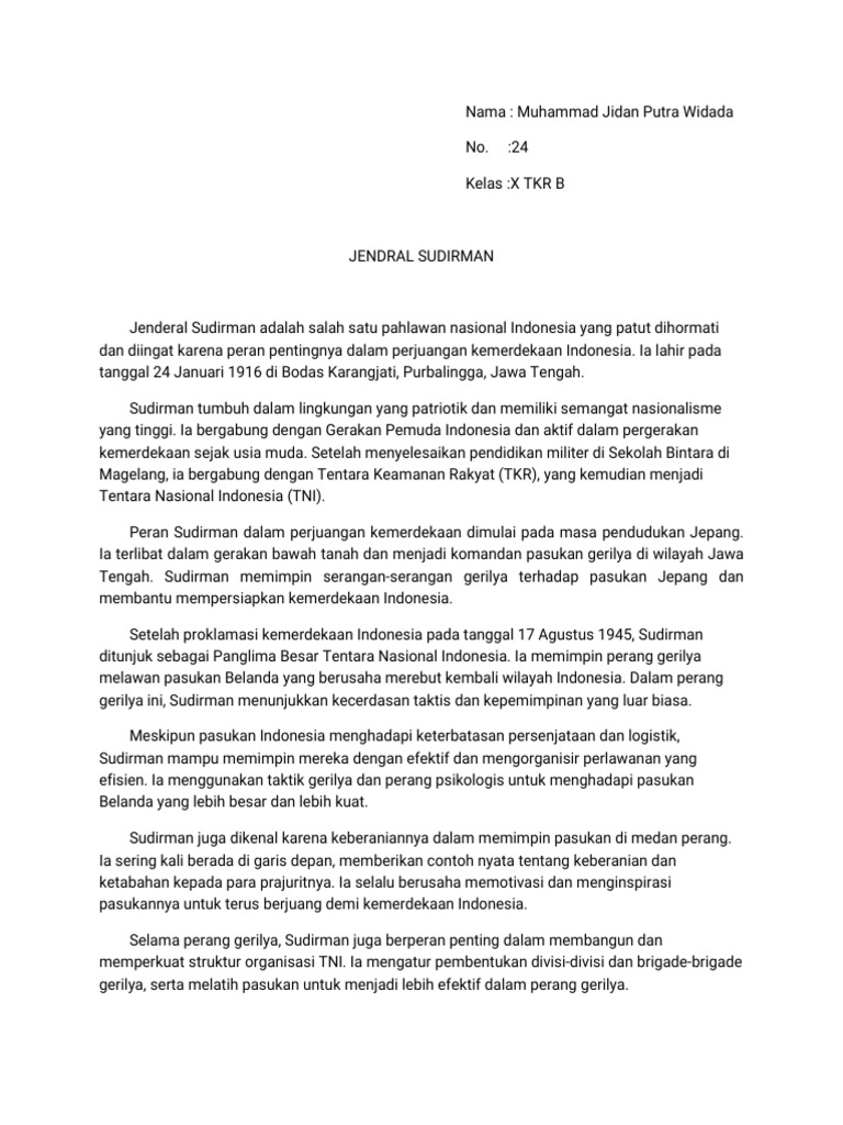 Biografi Jenderal Sudirman | PDF