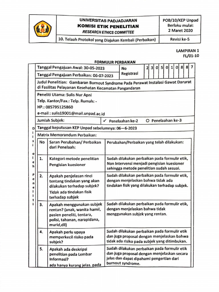 Formulir Perbaikan | PDF