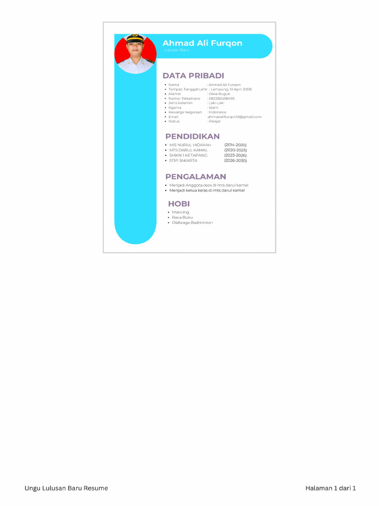 Ungu Lulusan Baru Resume - 20240207 - 120219 - 0000 | PDF