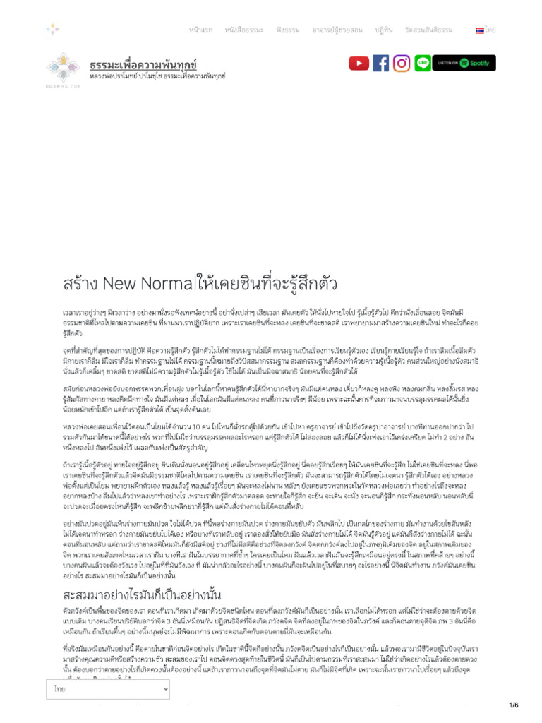 สร้าง New Normalให้เคยชินที่จะรู้สึกตัว | PDF