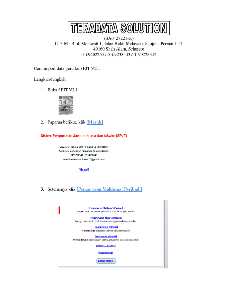 Cara Import Data Guru Ke SPJT v2.1 | PDF