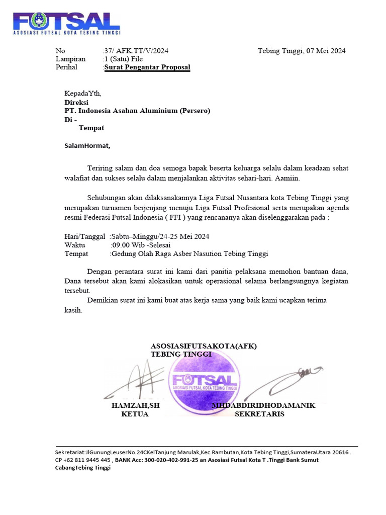 PROPOSAL AFP Champ LFN Inalum 2024 | PDF