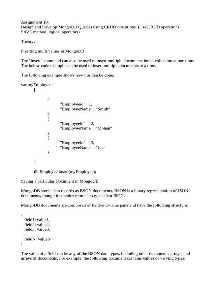 01 Mongodb 10 | PDF | String (Computer Science) | Mongo Db