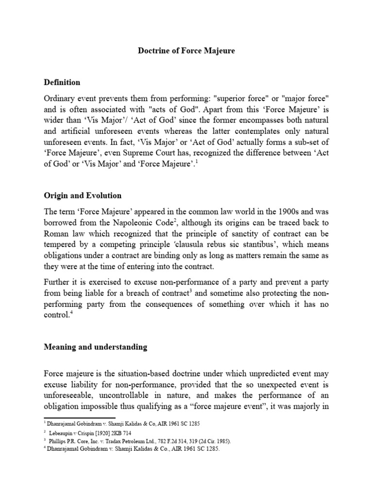 Doctrine - of - Force - Majeure Finl | PDF | Civil Law (Legal System ...