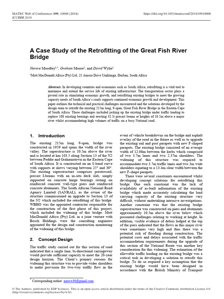 A Case Study of The Retrofitting of The Great Fish River Bridge | PDF ...