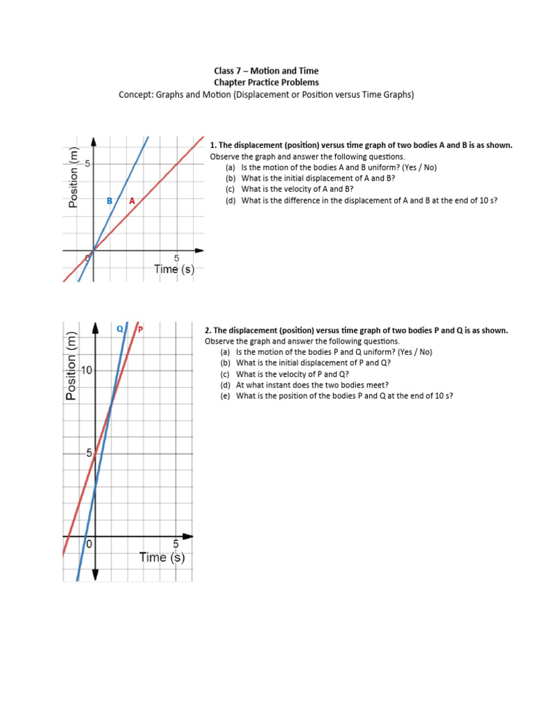 Class 7 - Motion and Time CPP (Graphs and Motion) | PDF