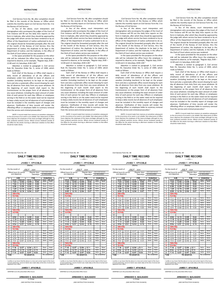 Civil Service Form No. 48 Instructions | PDF | Law Clerk | Judge