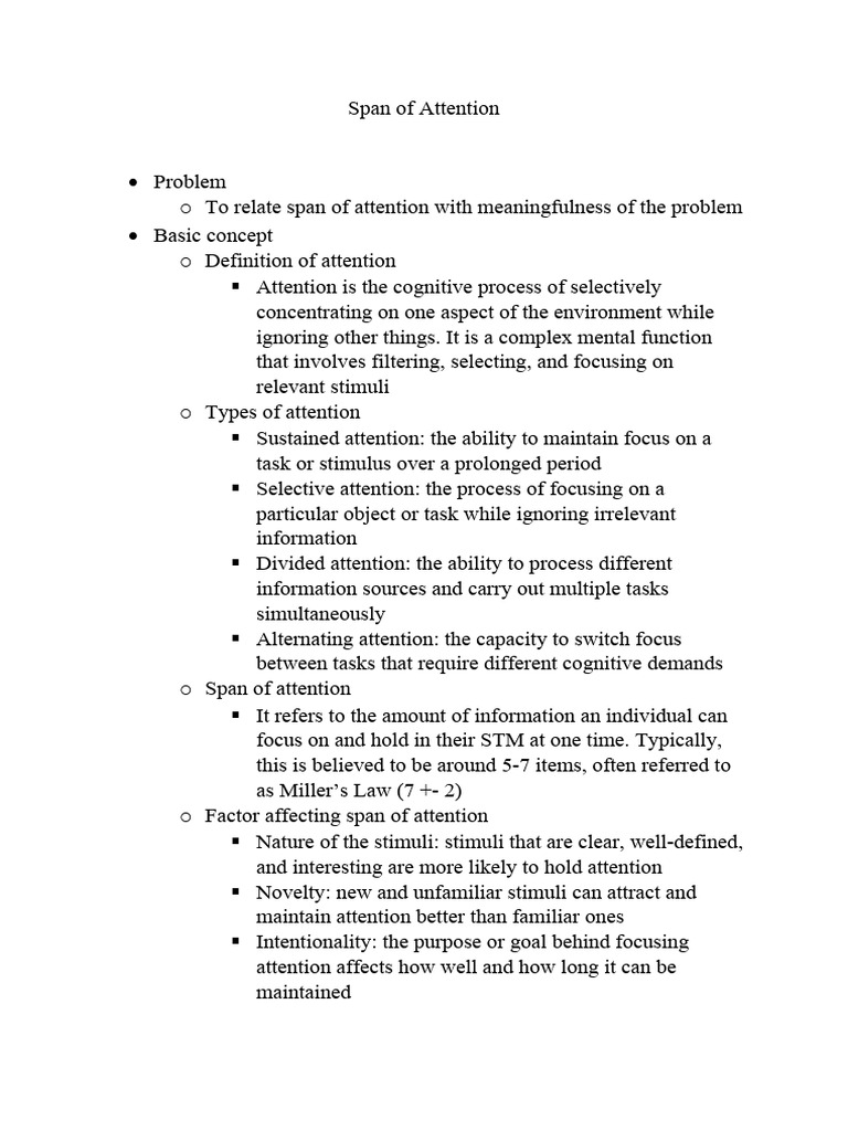 Span of Attention | PDF | Attention | Recall (Memory)
