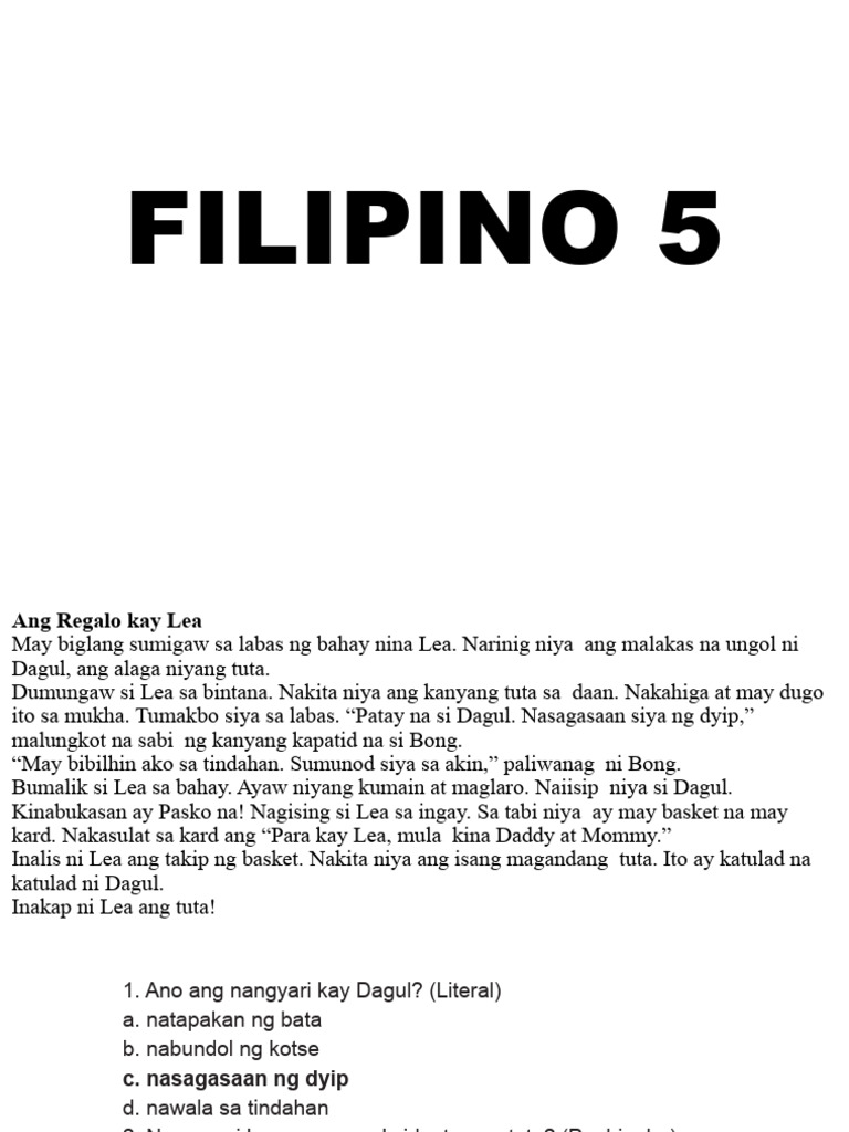 Filipino and English Gst-Pre | PDF