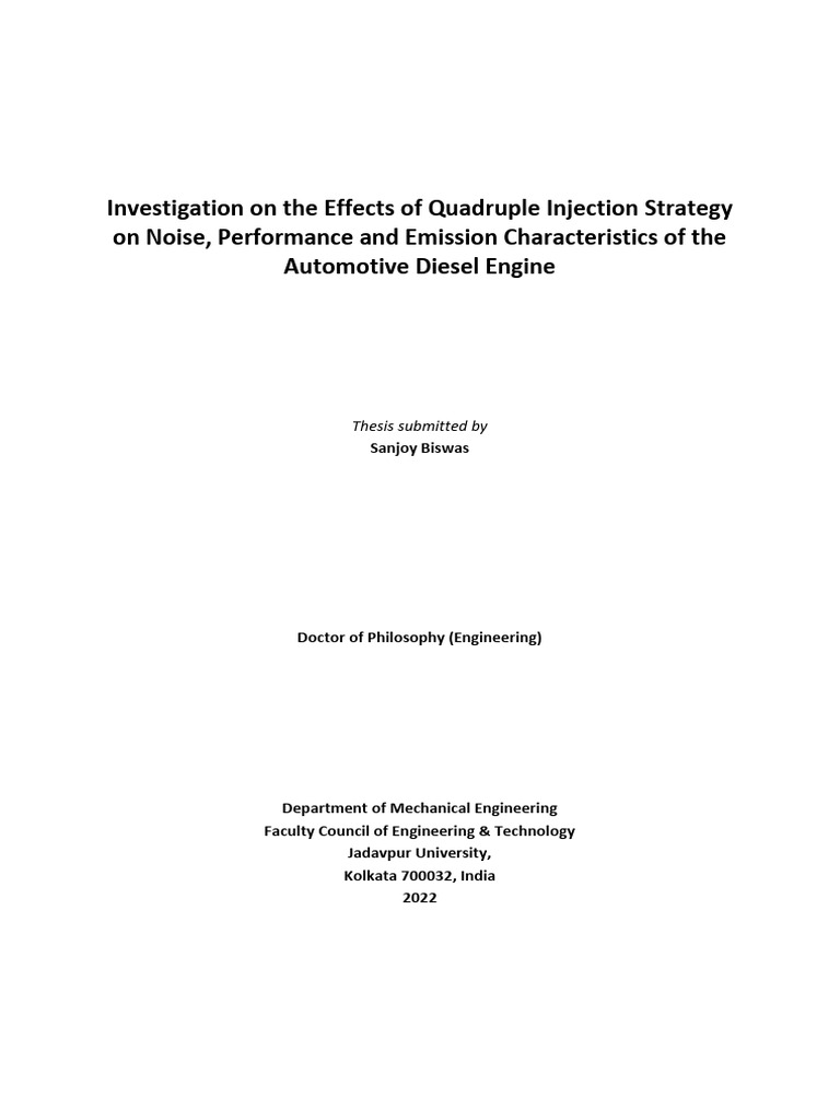 PHD Thesis (Mechanical Engineering) Sanjoy Biswas | PDF | Diesel Engine ...