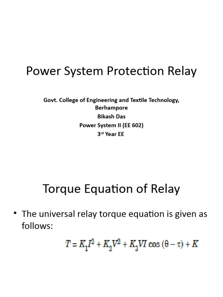 Power System Protection Relay Pdf Relay Electric Power Transmission