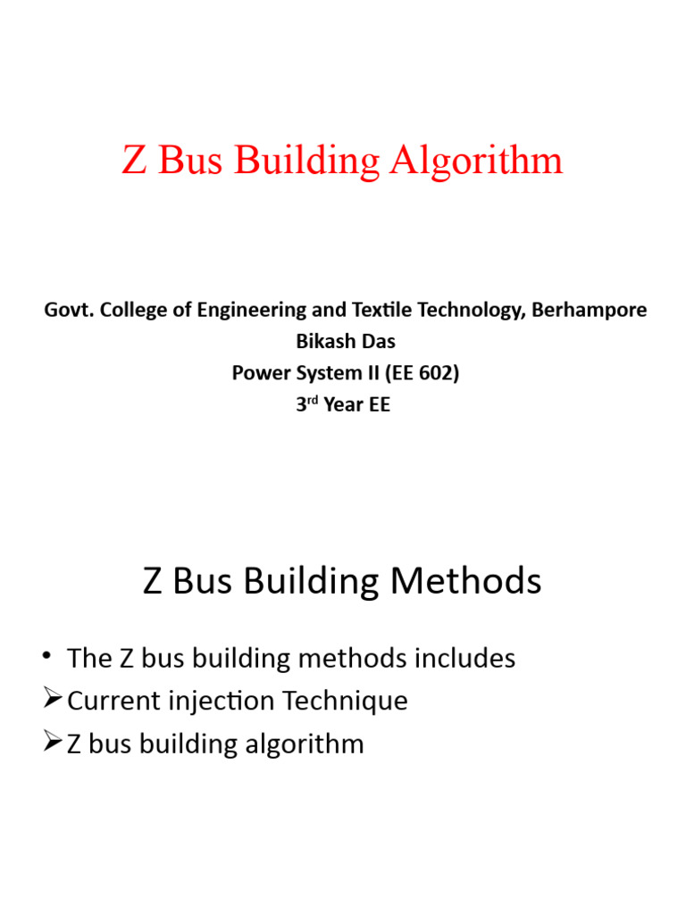 Z Bus Building Algorithm Pdf Electrical Impedance Electronic Engineering 