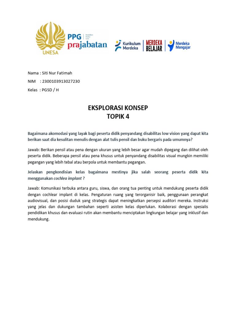 Eksplorasi Konsep T4 INklusi | PDF | Kesehatan Holistik