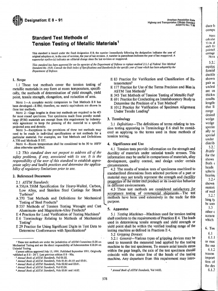 E8 Tensiletest | PDF