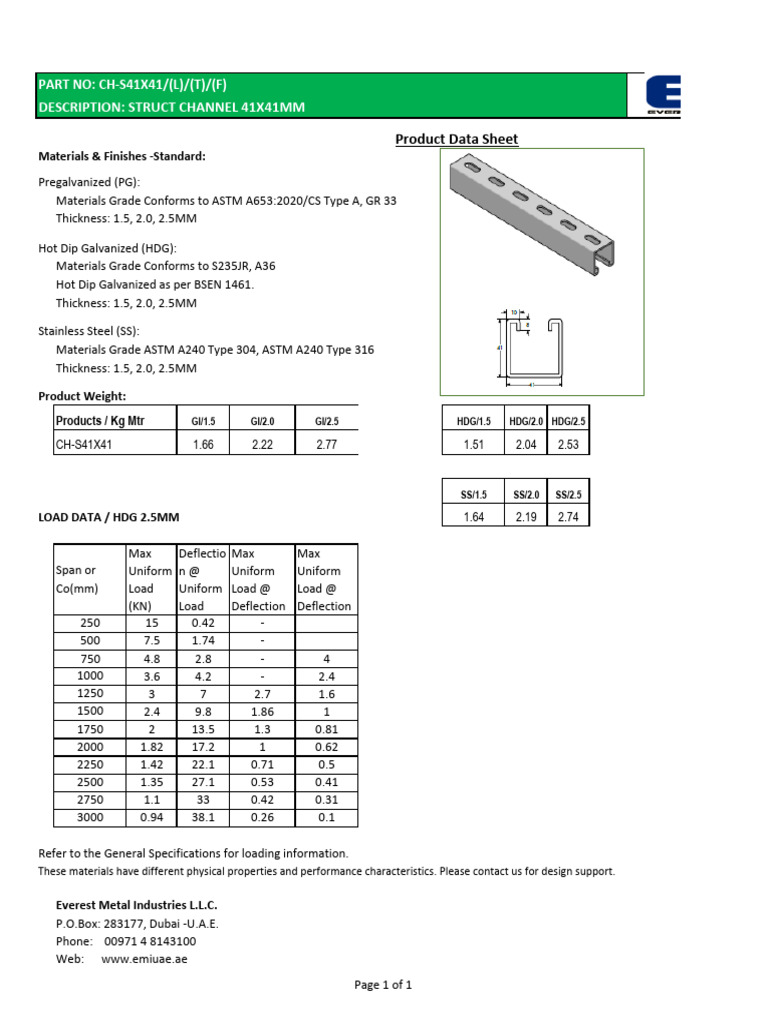 Structural Channel 41x41mm Specs | PDF | Science & Mathematics | Computers