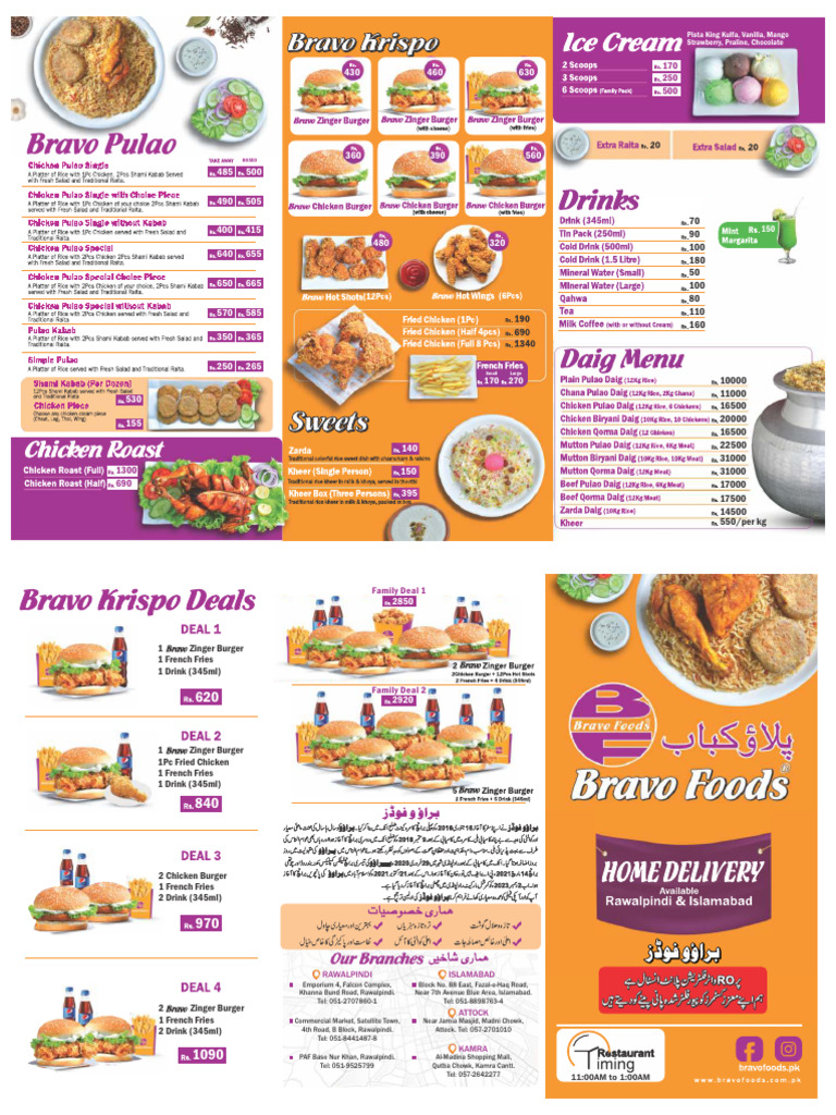 Bravo Foods Menu and Locations | PDF | Western Cuisine | Cuisine