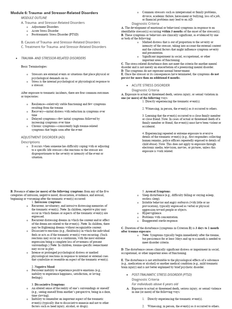 Module 6 - 7 | PDF | Psychological Trauma | Mental Disorder