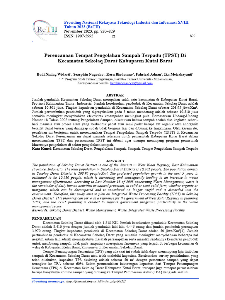 Perencanaan TPST Di Kecamatan | PDF | Sains & Matematika