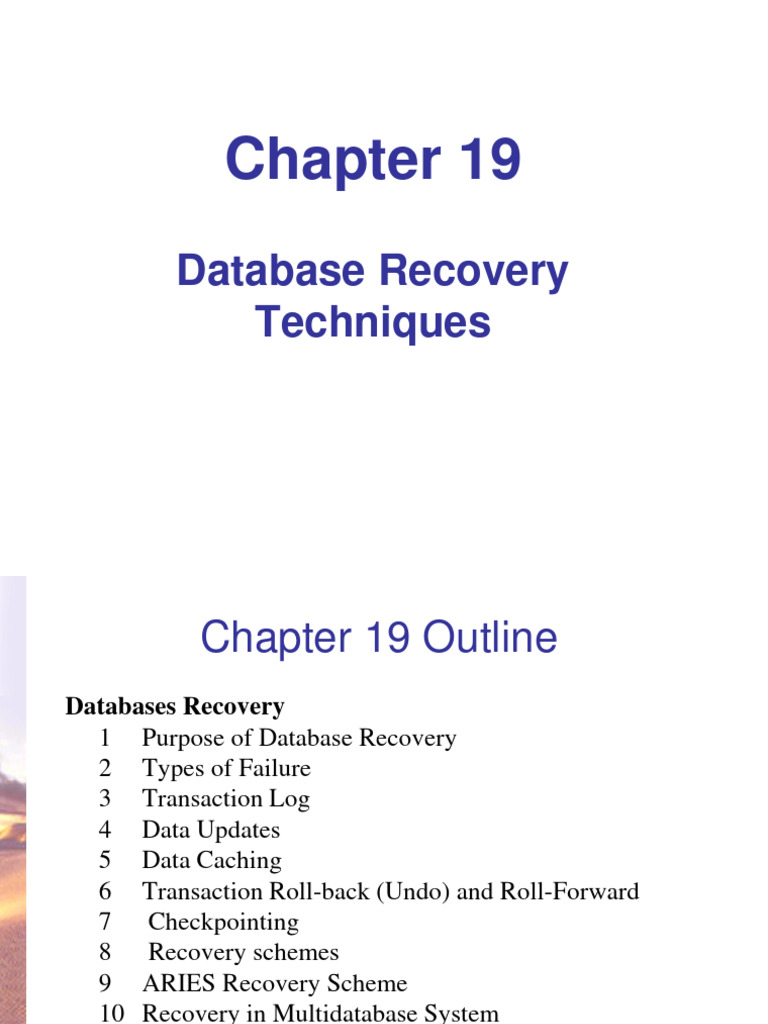 ENCh19-Database-Recovery-Techniques | PDF | Database Transaction | Information Technology Management