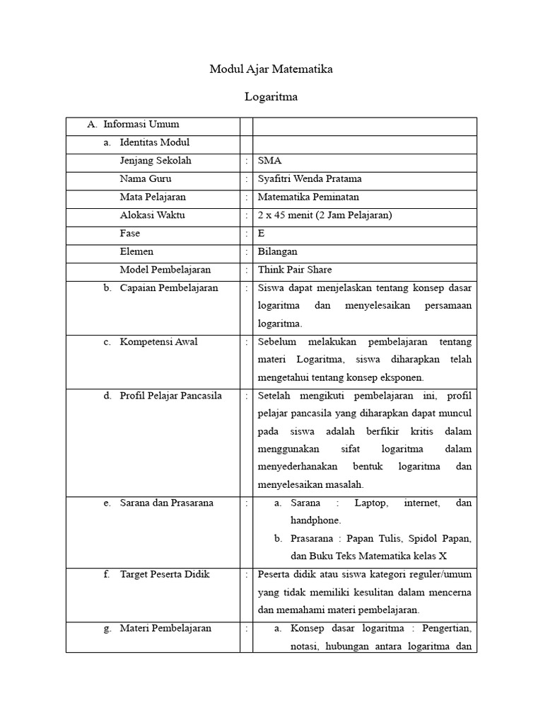 Modul Ajar Microteaching Uas | PDF
