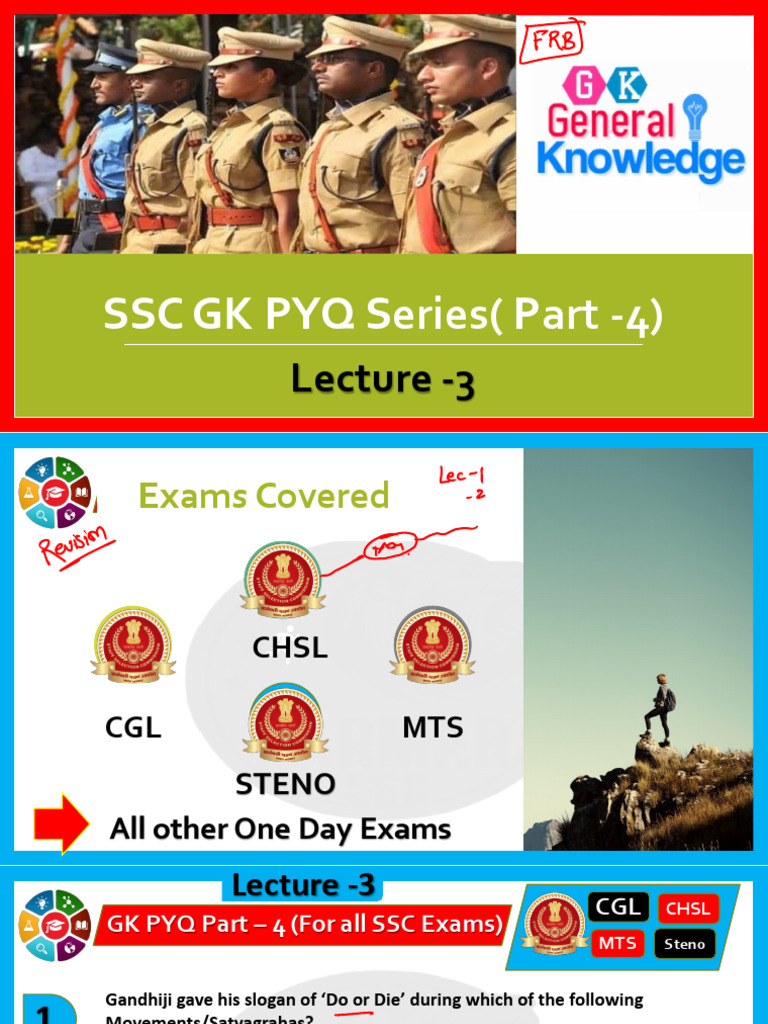 Lecture - 3 (SSC GK PYQ Part - 4) | PDF