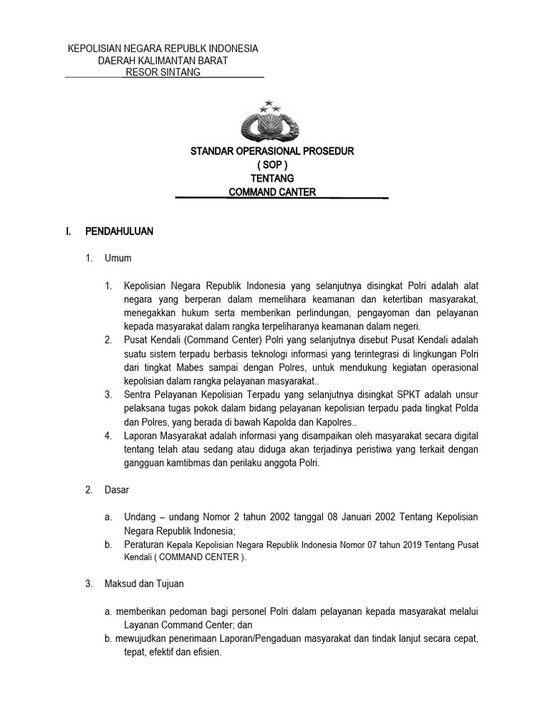 12.sop Command Canter | PDF | Ilmu Sosial | Komputer