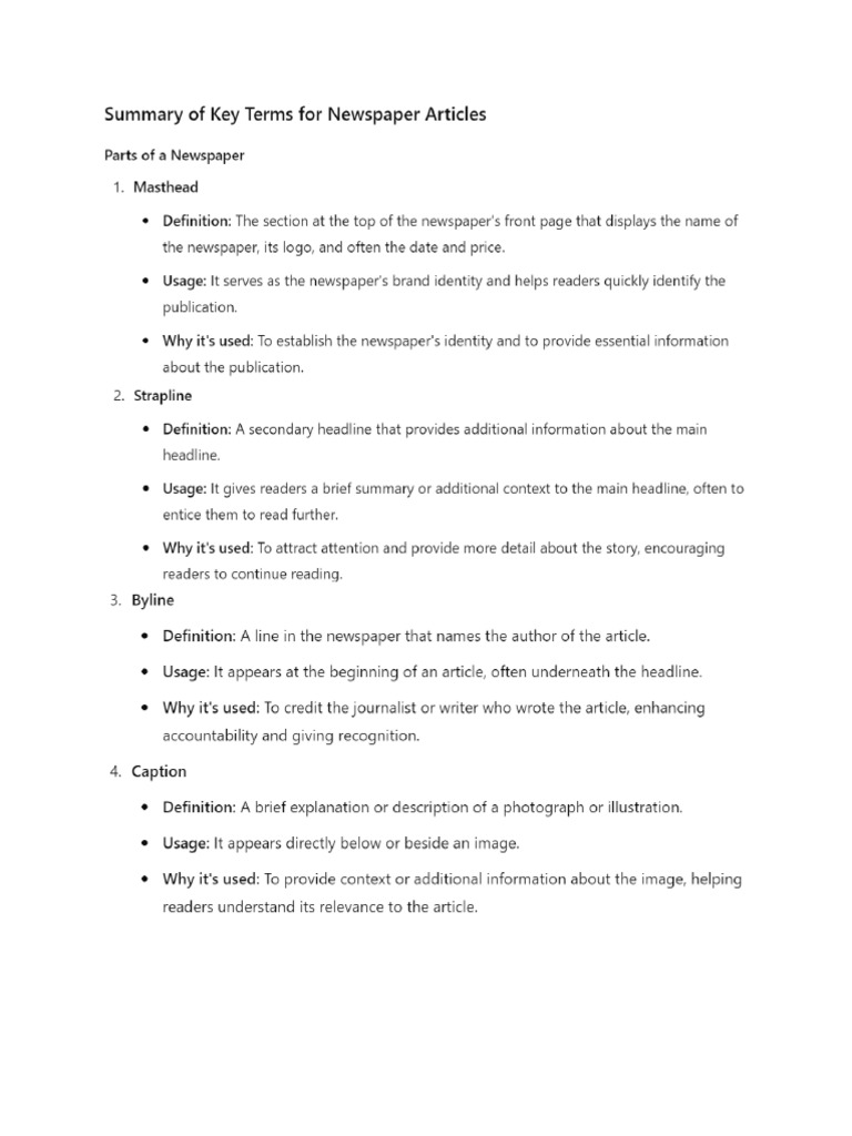 Newspaper Article Summary | PDF